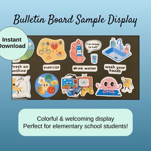 Healthy Habits Bulletin Board Kit, School Nurse Office, Printable ...