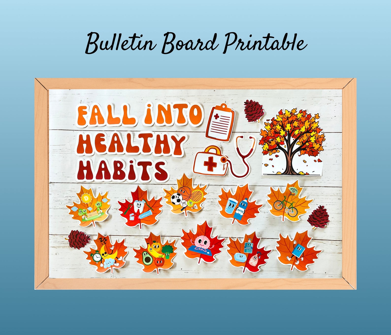 Healthy Habits Fall Bulletin Board Kit, Elementary School Nurse Office ...