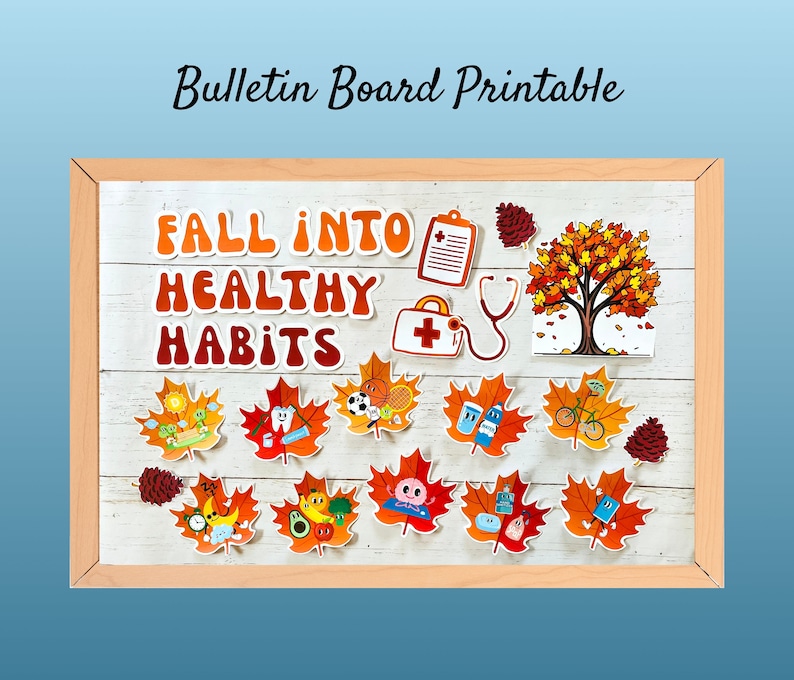 Healthy Habits Fall Bulletin Board Kit, Elementary School Nurse Office ...