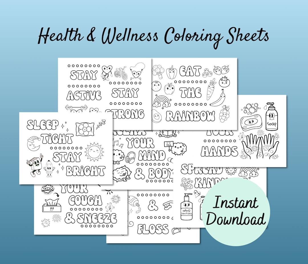 School Nurse Printables, Health and Wellness Coloring Sheets, Digital ...