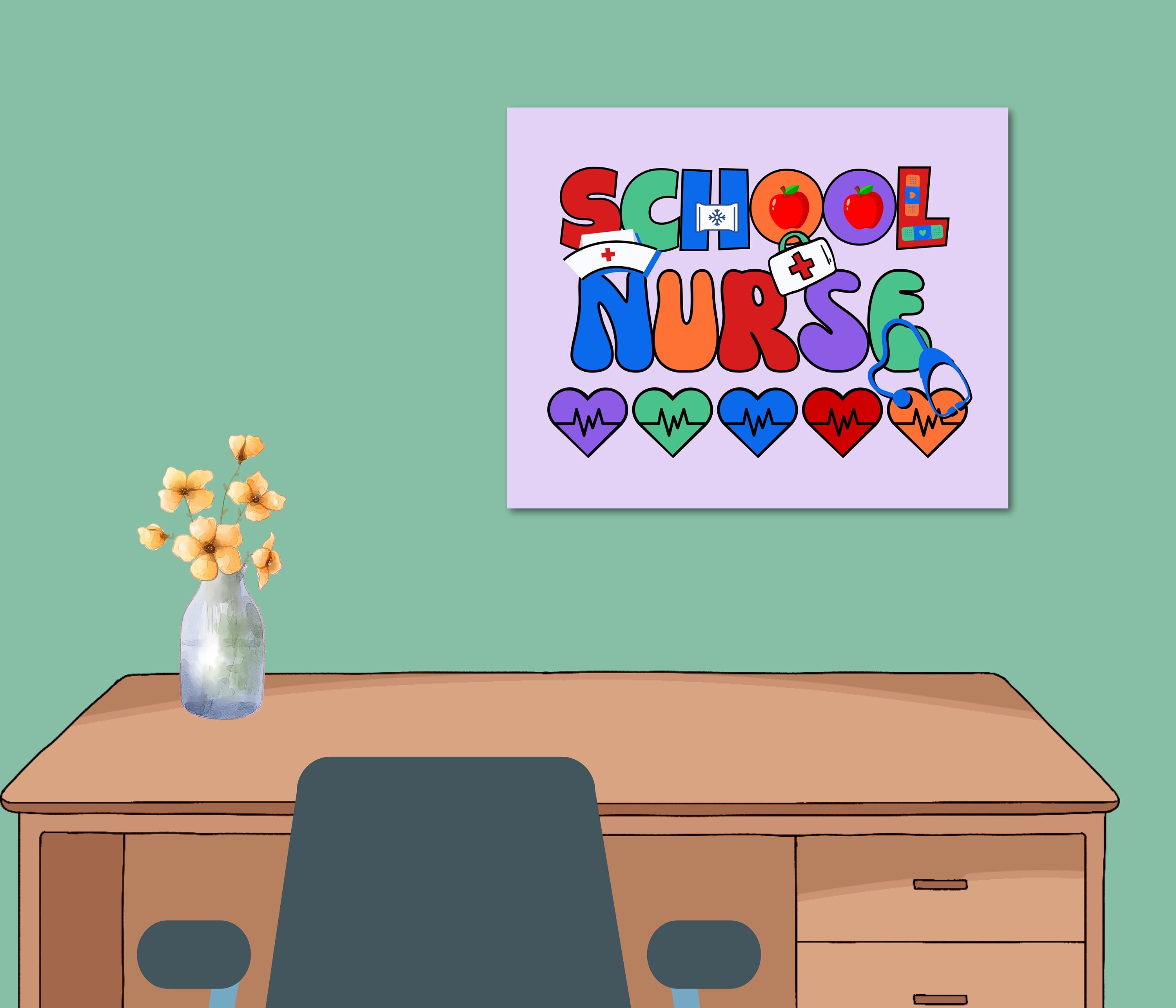 School Nurse Printable Poster, Nurse Office Door Sign, School Nurse ...