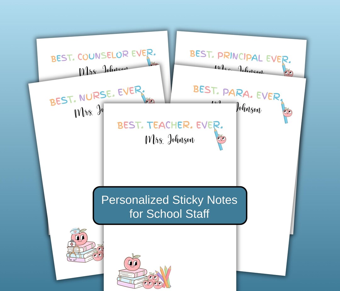 Personalized School Staff Sticky Notes | Custom School Nurse, Counselor ...