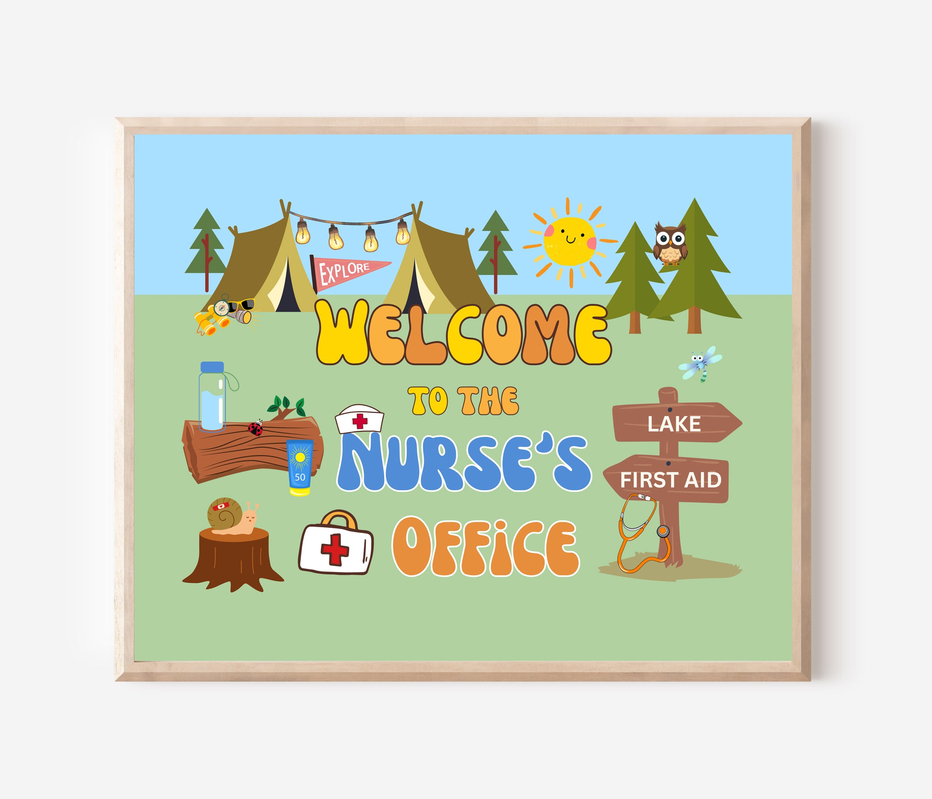 Summer Camp Nurse Office Poster, Camping Themed Nurse Office Welcome ...