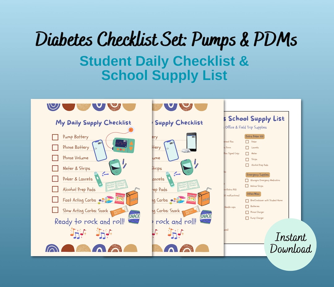Diabetes Daily Checklist Bundle, School Nurse Forms, School Nurse ...