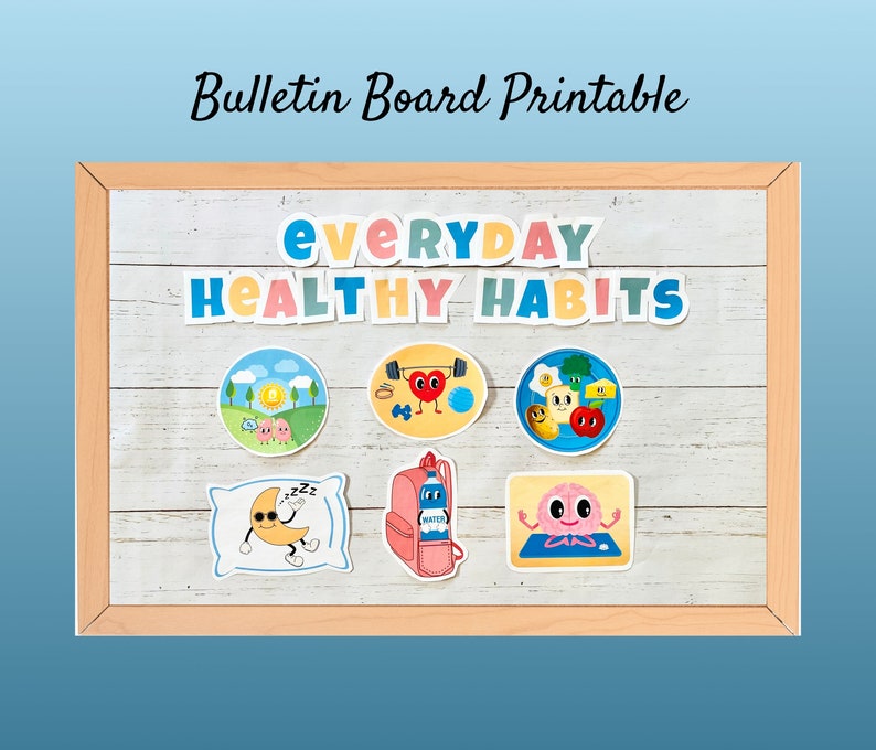 Healthy Habits Bulletin Board Kit, School Nurse Office, Printable ...