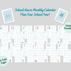 School Nurse Printable Calendar School Nurse Planner - Etsy