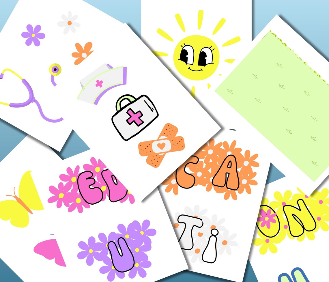 Floral Nurse Office Bulletin Board Kit, School Nurse Bulletin Board Set ...