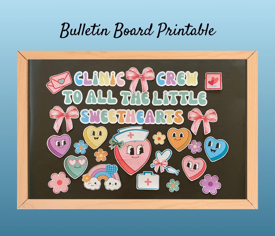 Clinic Crew Valentine's Day Bulletin Board Set, Pink Bow Coquette ...