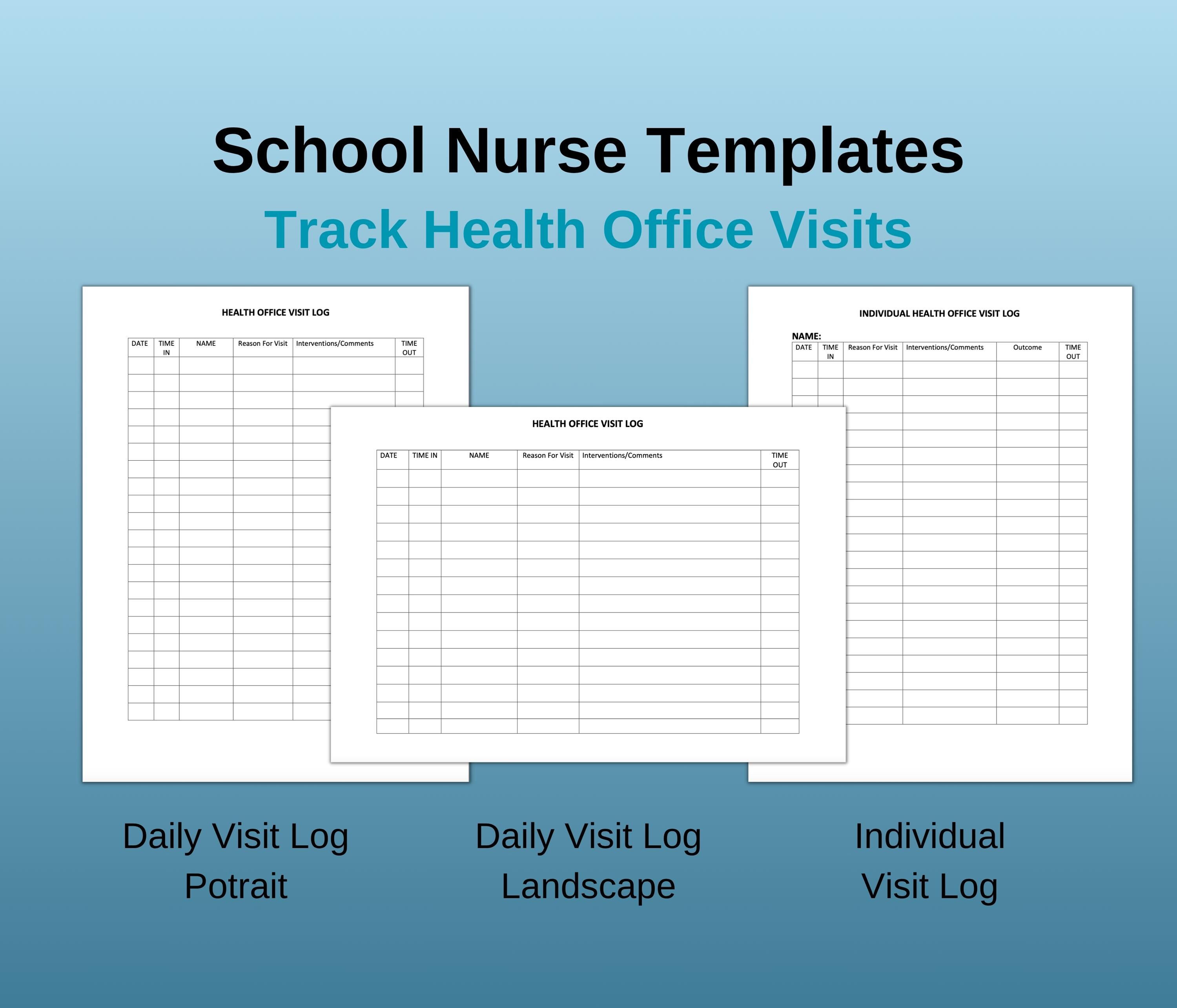 School Nurse Office Visit Log Template Bundle (PDF & Word) - Etsy