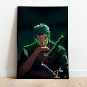 Zoro Roronoa Poster, One Piece Poster, Zoro Wall Art, One Piece Wall ...