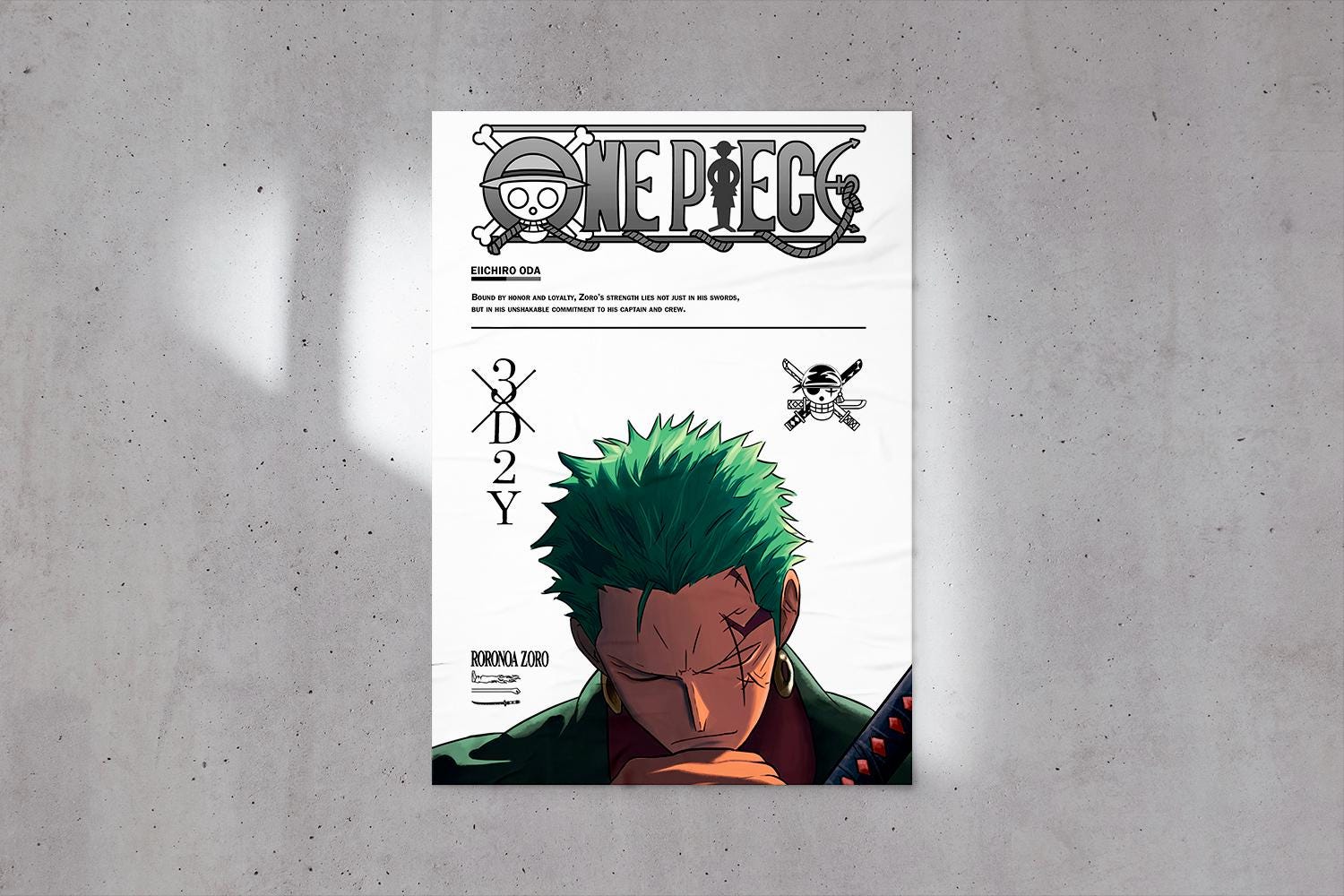 Zoro Roronoa Poster, One Piece Poster, Zoro Wall Art, One Piece ...