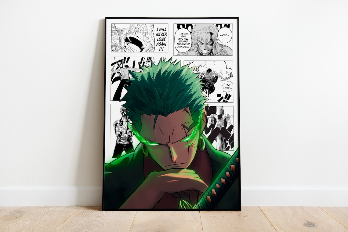 Zoro Art Print, One Piece Poster, Zoro Wall Art, One Piece Wall Art ...