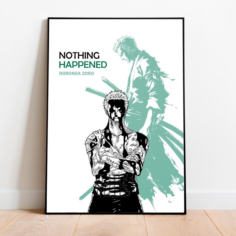 Zoro Art Print, One Piece Poster, Zoro Wall Art, One Piece Wall Art ...