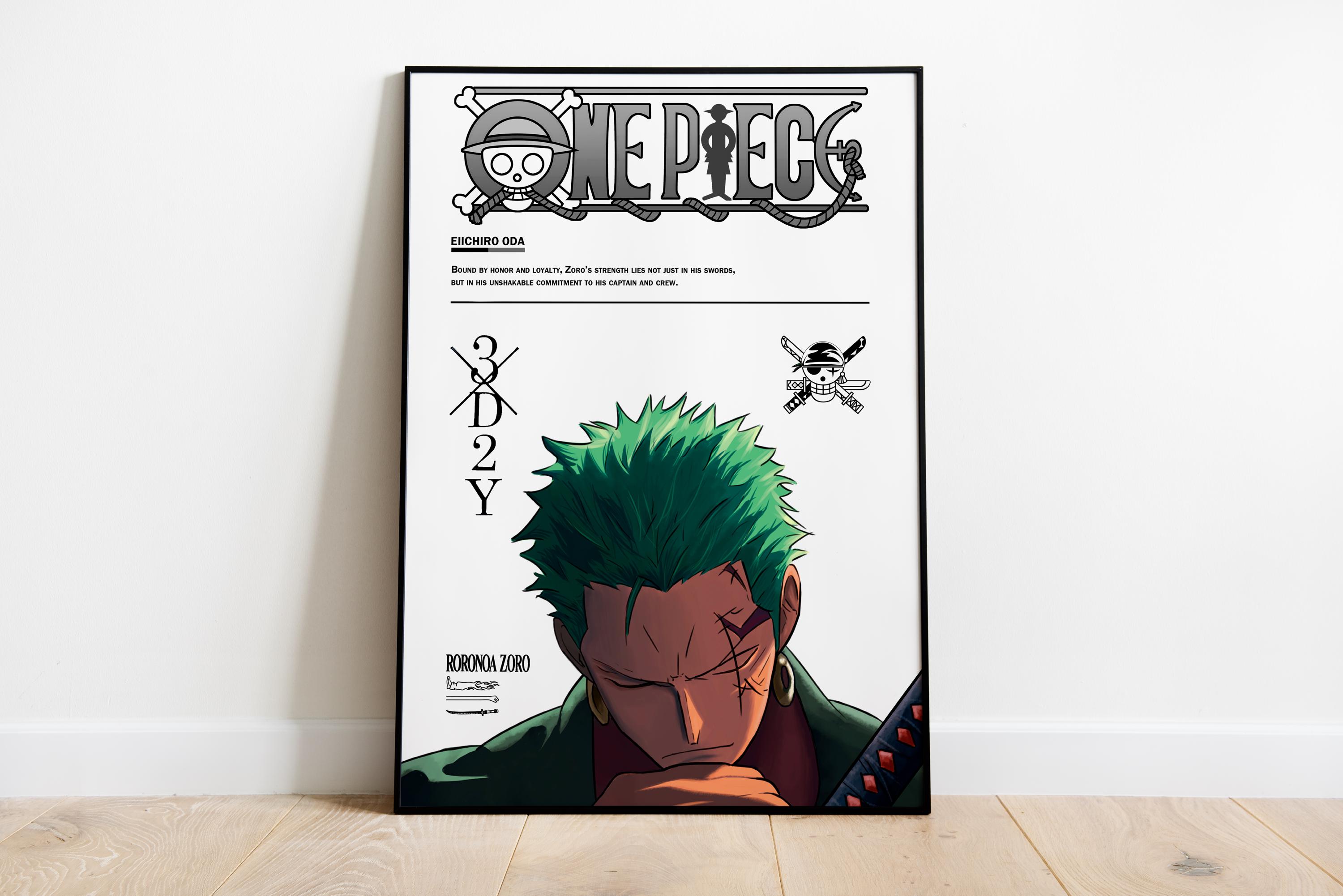 Zoro Roronoa Poster, One Piece Poster, Zoro Wall Art, One Piece ...