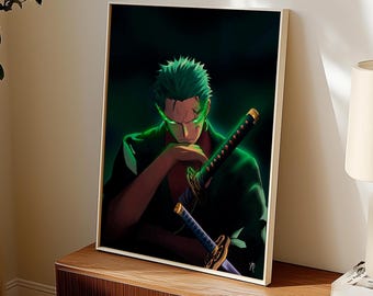 Zoro Art Print, One Piece Poster, Zoro Wall Art, One Piece Wall Art ...