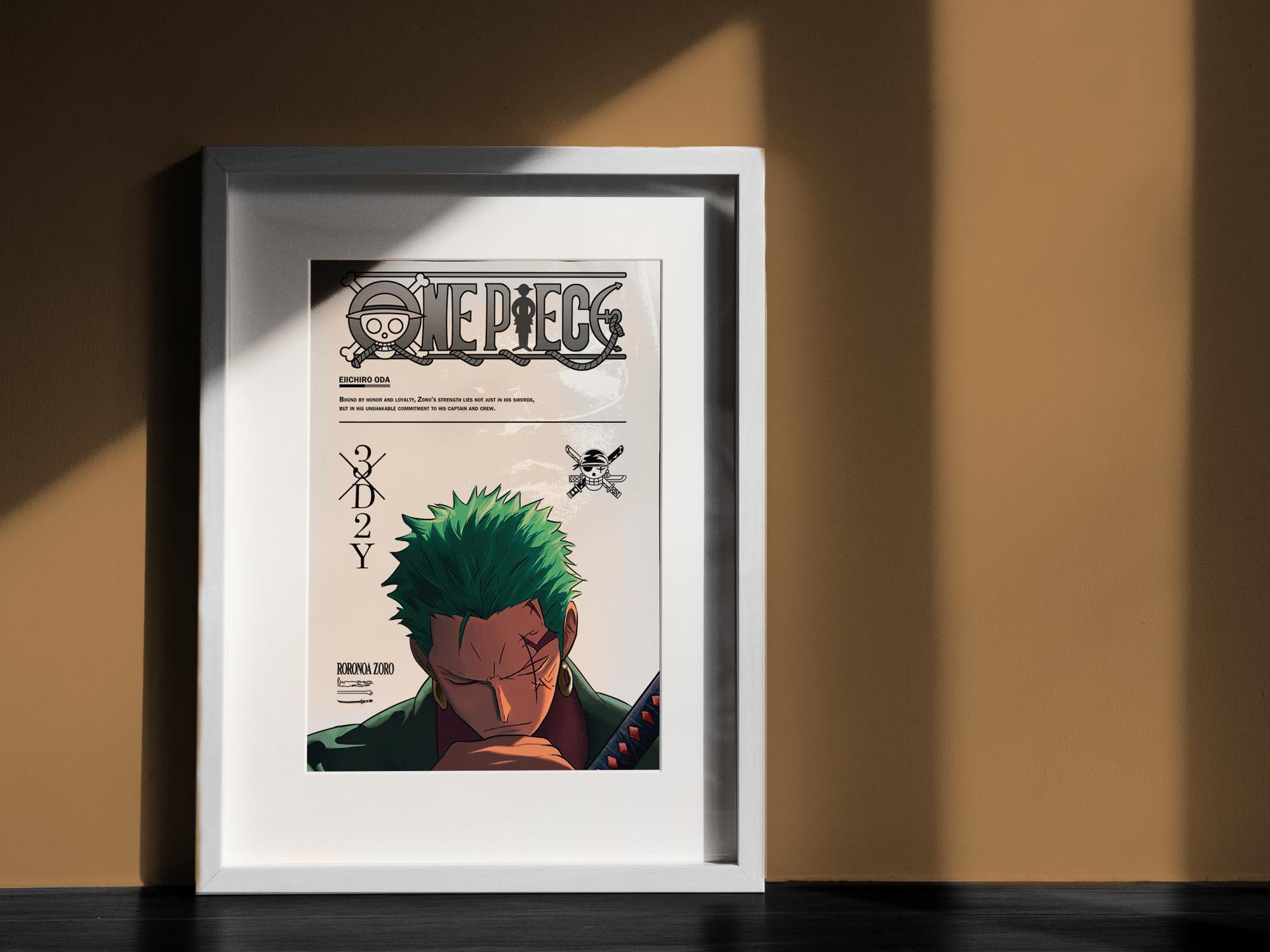 Zoro Roronoa Poster, One Piece Poster, Zoro Wall Art, One Piece ...