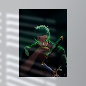 Zoro Roronoa Poster, One Piece Poster, Zoro Wall Art, One Piece Wall ...