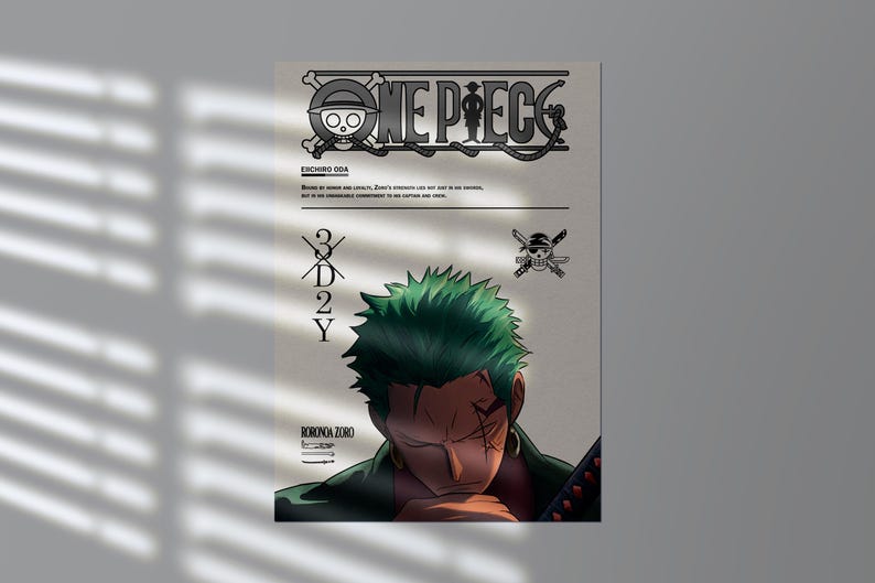Zoro Roronoa Poster, One Piece Poster, Zoro Wall Art, One Piece ...