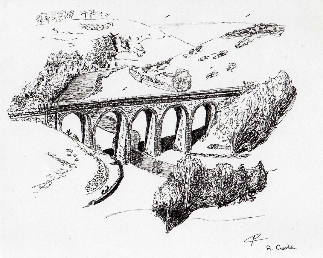 Monsal Head Viaduct, Derbyshire: Pencil Drawing (digital Download) - Etsy