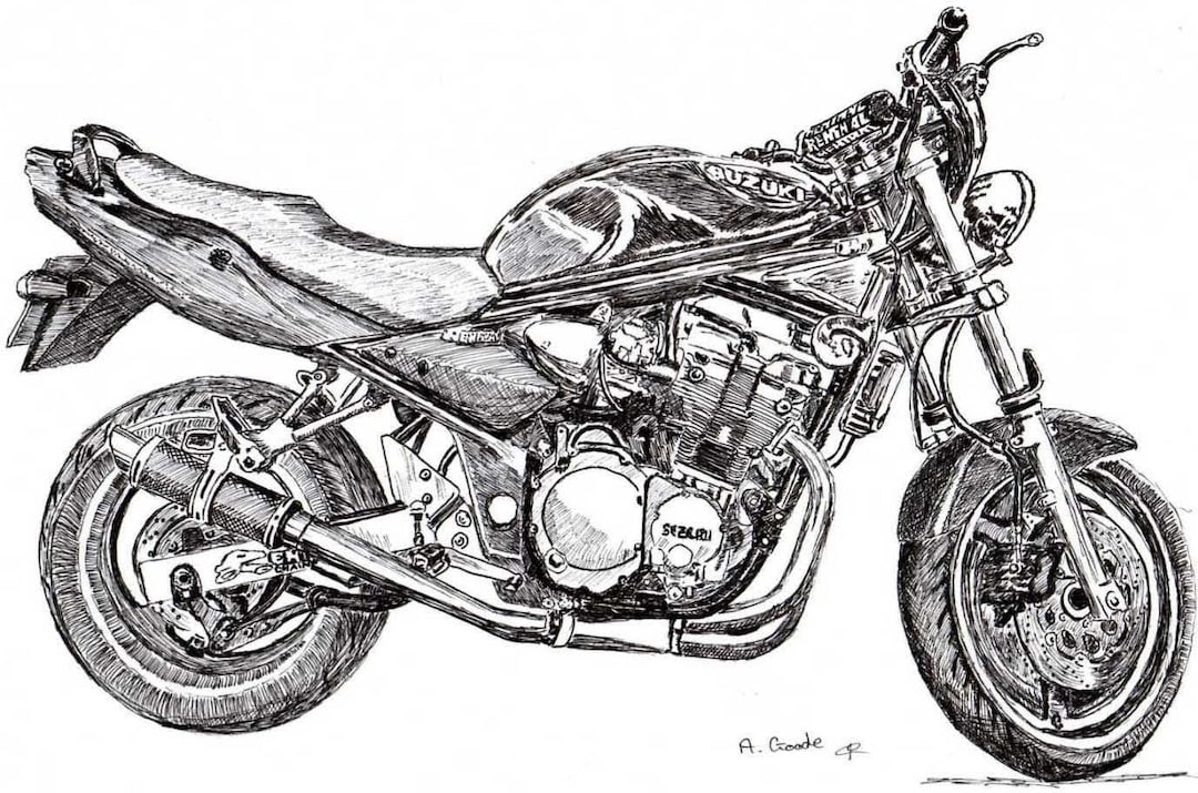Pen and Ink Drawing of a Suzuki Bandit 600cc Motorcycle - Etsy