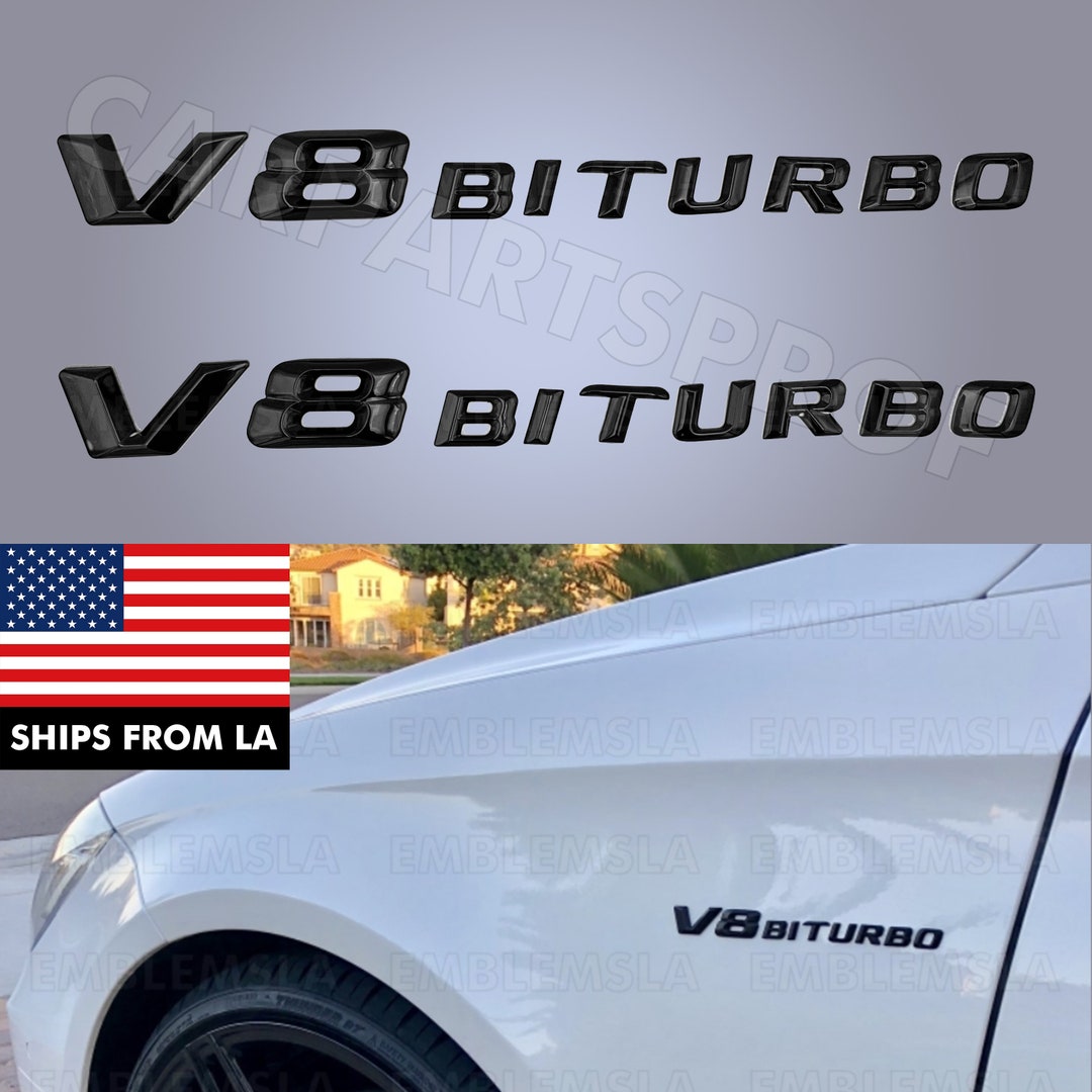 V8 Biturbo Emblem Side Fender 3D Badge Gloss Black Mercedes - Etsy