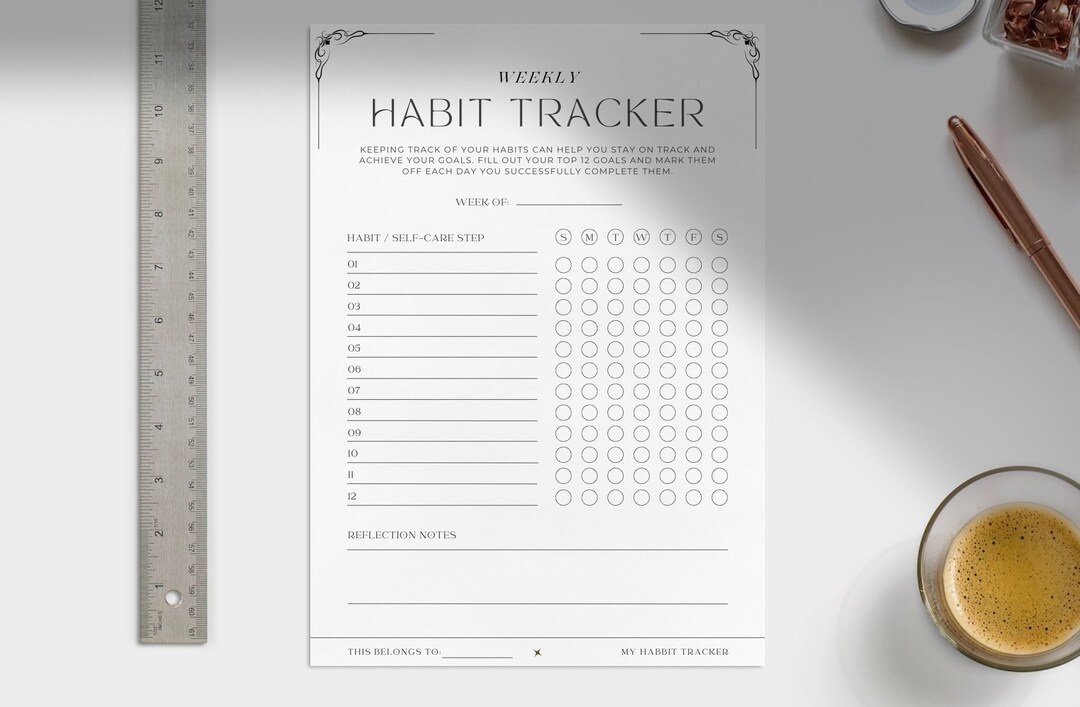 Weekly Habit Tracker - Printable - Template - Routine & Goal Tracker ...