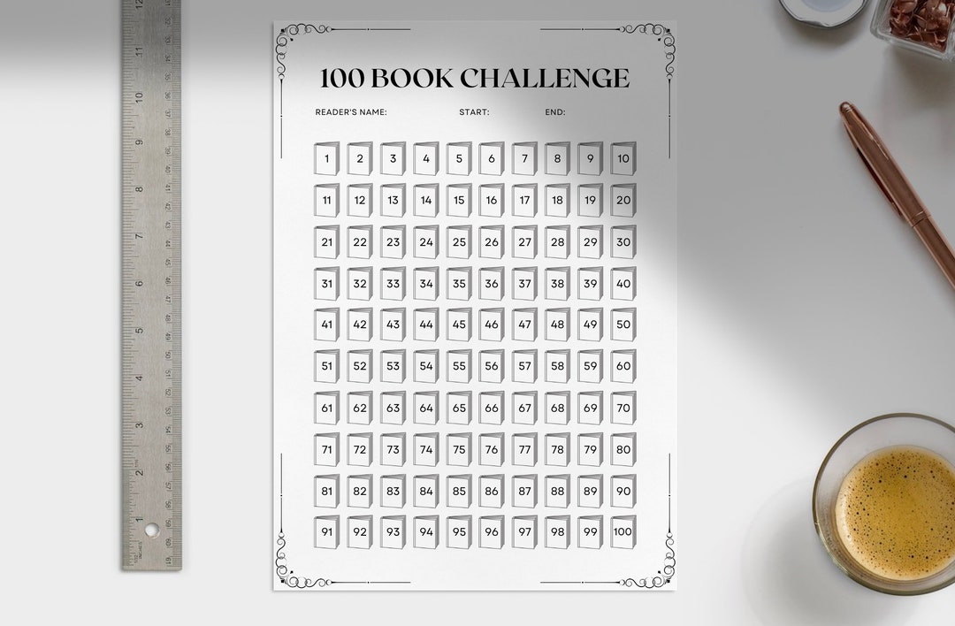 100 Days Book Challenge - Tracker - Template - Worksheet - PDF ...