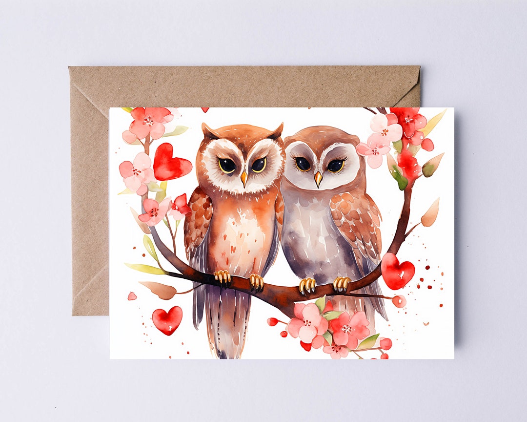 Love Owls Card for Valentine's Day Pack of 10 Valentine's Day Blank ...
