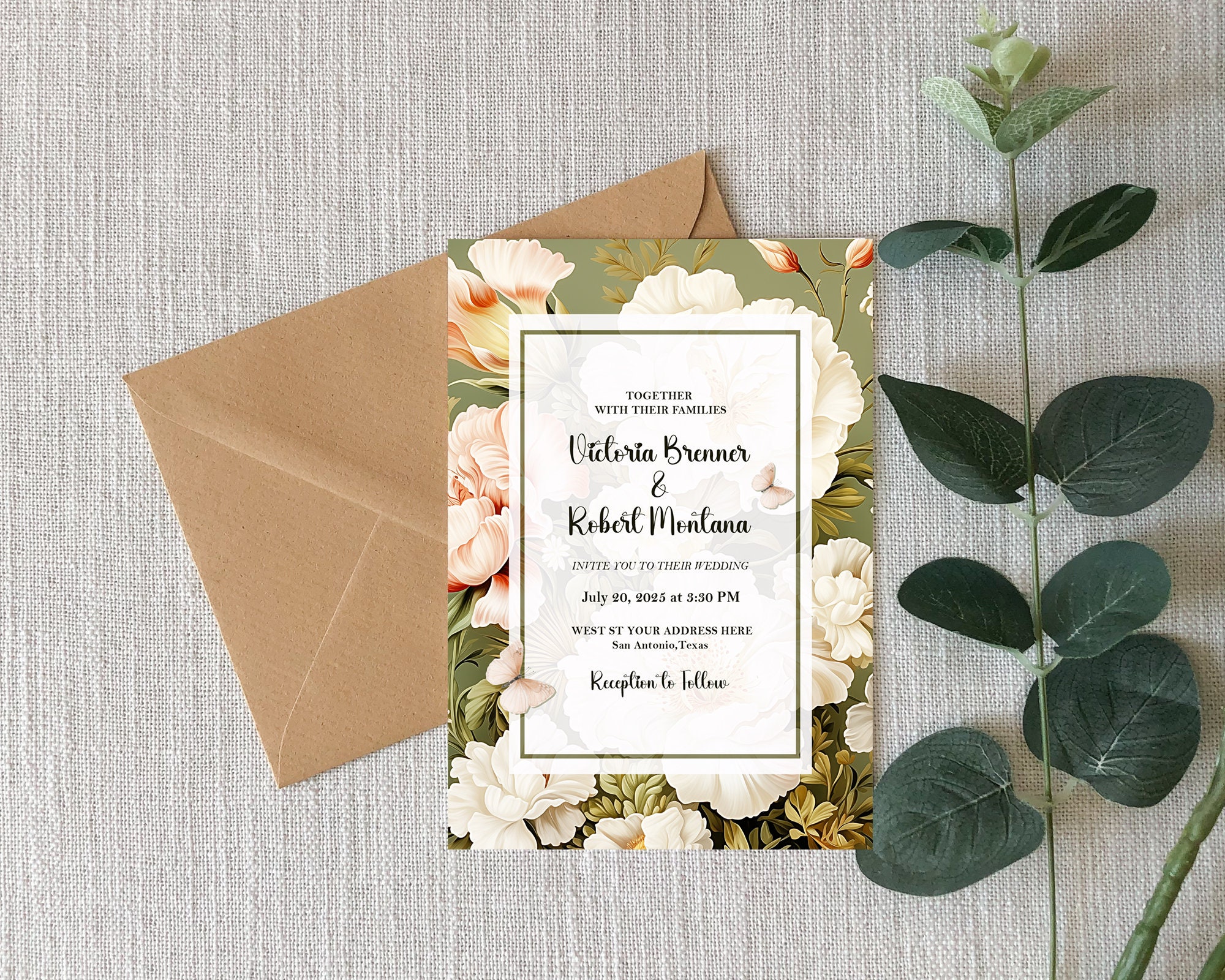 Colorful Floral Wedding Invitation Personalized Wedding Cards Set of 10 ...