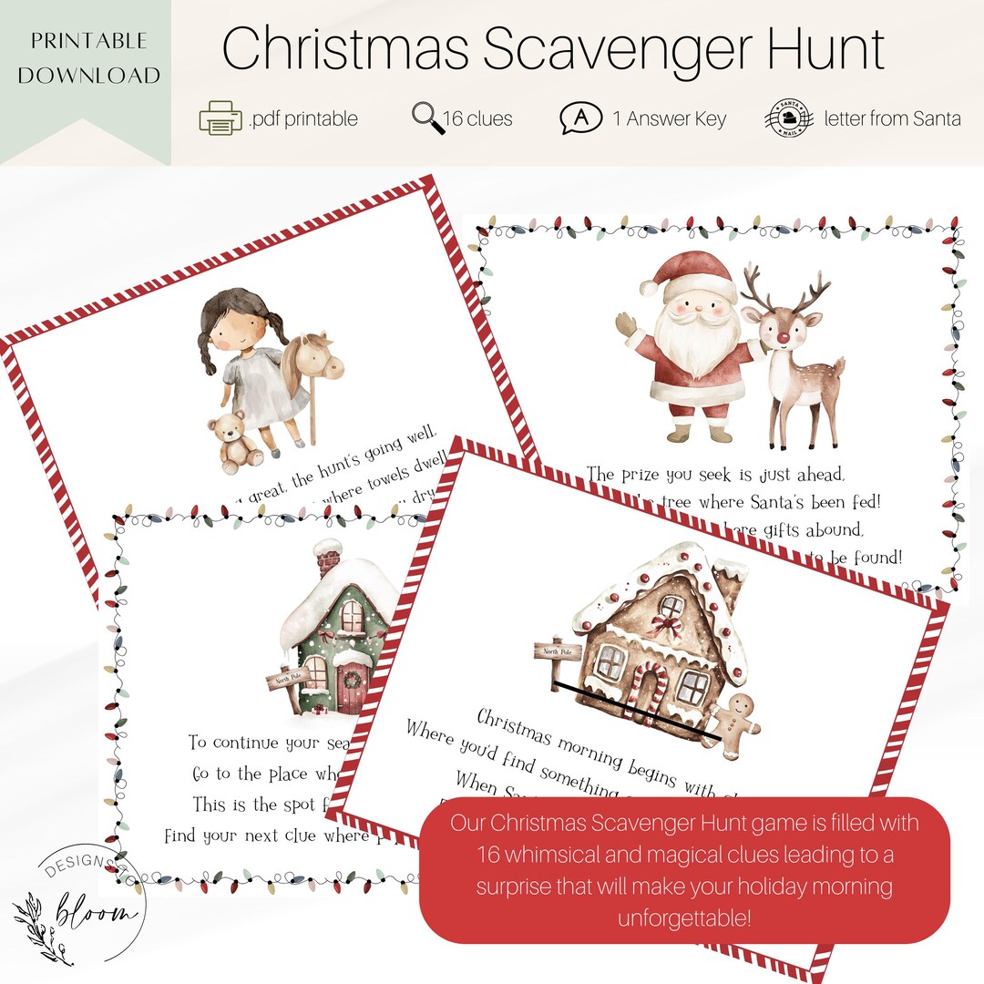 PRINTABLE Christmas Scavenger Hunt Instant Download Christmas Christmas ...