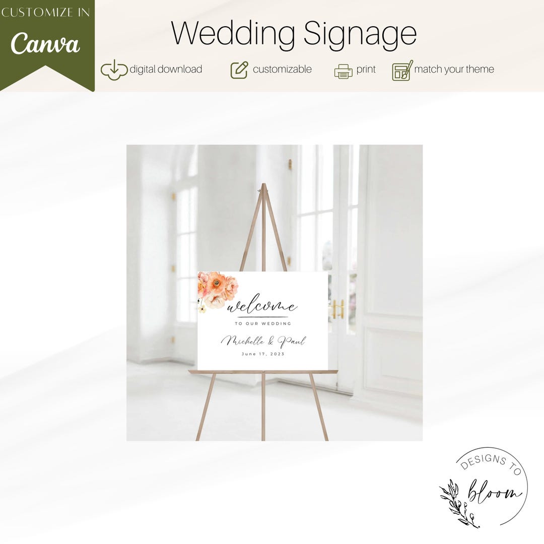 Wedding Welcome Signage Digital Download Welcome Sign Wedding Editable ...
