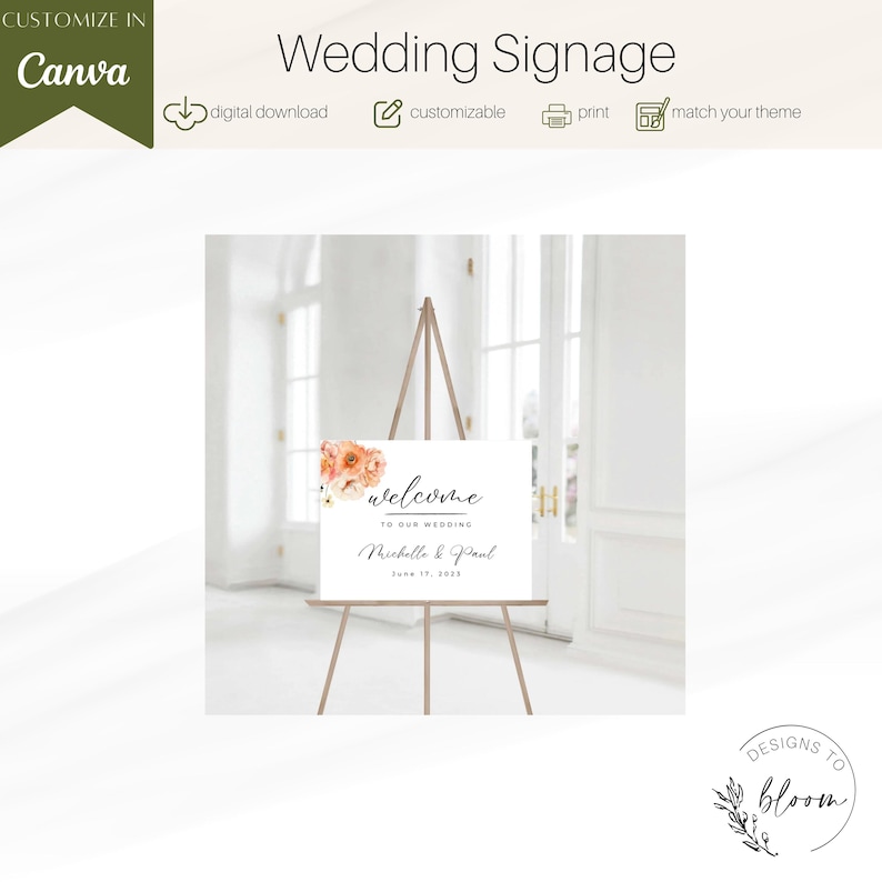 Wedding Welcome Signage Digital Download Welcome Sign Wedding Editable ...