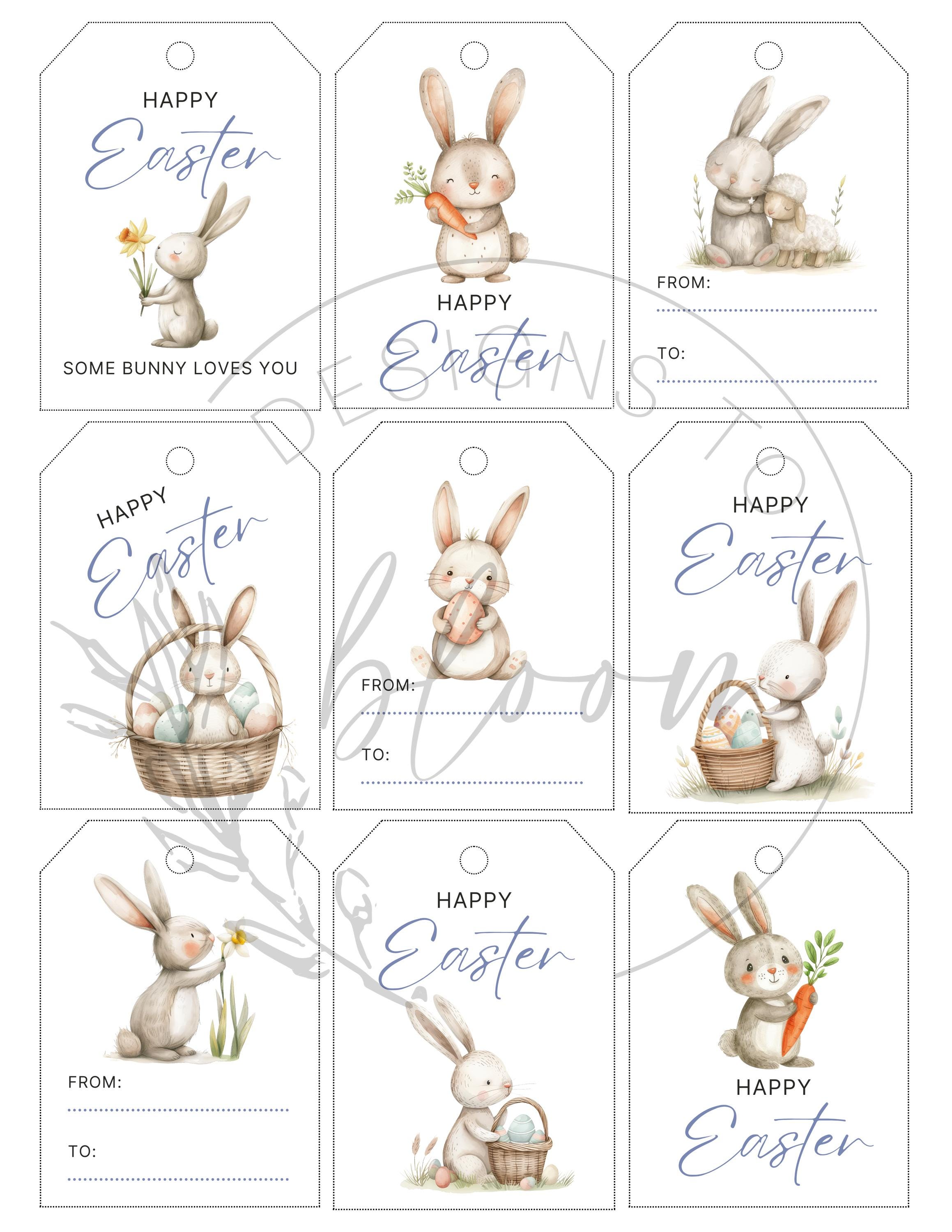 9 Pack Variety Easter Gift Tag | Bunny Happy Easter Gift Tags | DIGITAL ...