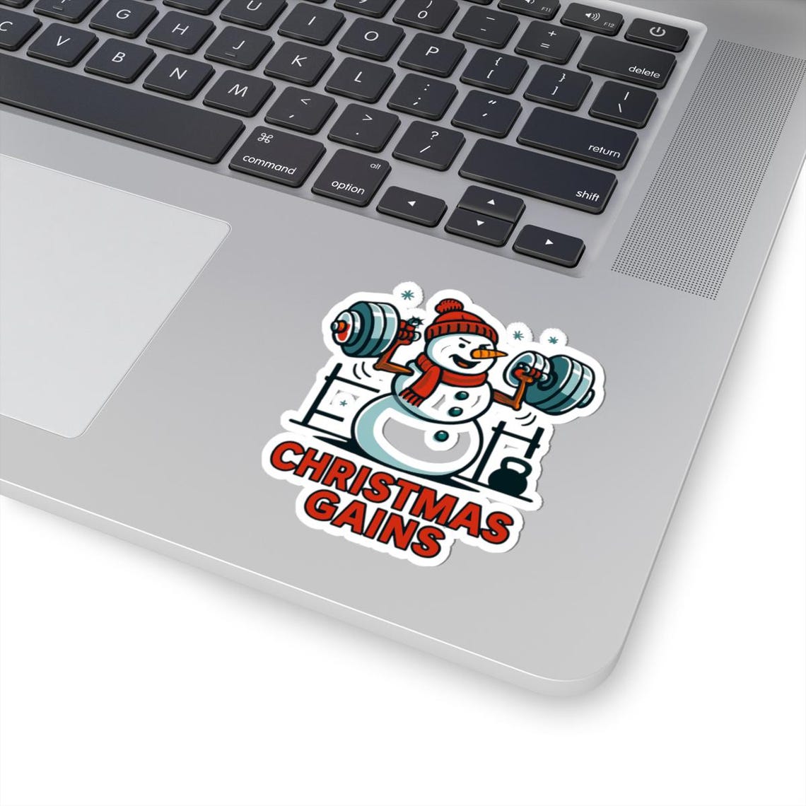 Christmas Gains Snowman Sticker | Kiss-cut Sticker, Fitness Holiday ...