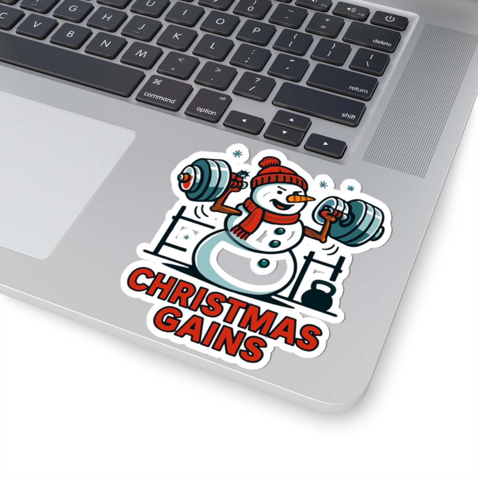 Christmas Gains Snowman Sticker | Kiss-cut Sticker, Fitness Holiday ...