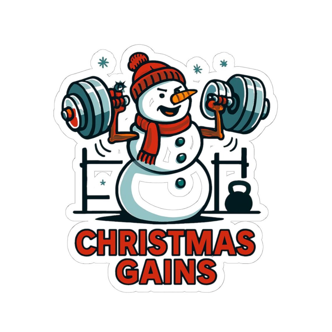 Christmas Gains Snowman Sticker | Kiss-cut Sticker, Fitness Holiday ...