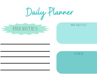 Blue Digital Daily Planner Template - Etsy