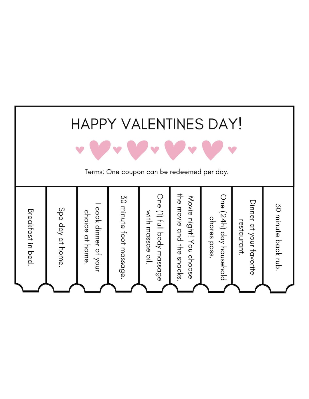 Valentines Day Love Coupon Voucher, Valentines Day Gift, Valentines Day ...