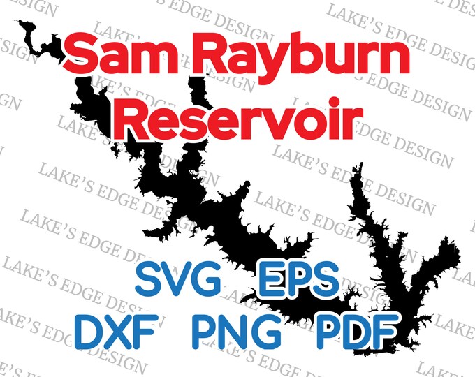 Sam Rayburn Reservoir Texas Lake Outline Silhouette SVG Vector Graphics ...