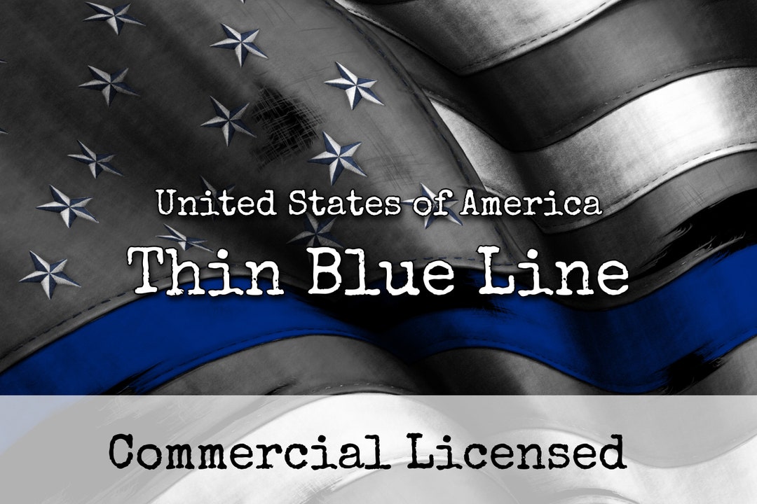 Thin Blue Line Flag Design Patriotic Hand-drawn Digital Painting ...