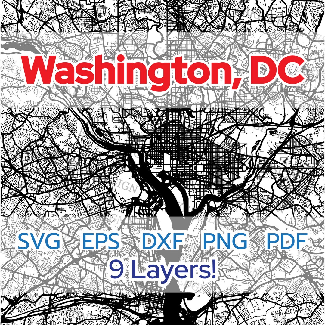 Washington Dc City Street Map Vector Graphics Urban Street Map - Etsy