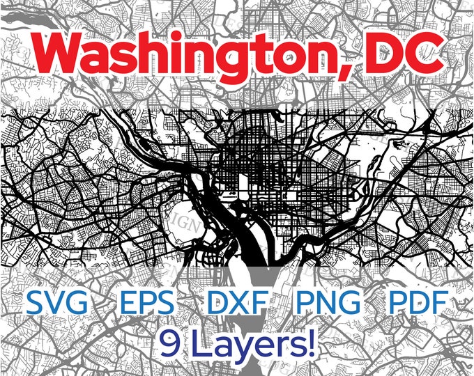Washington Dc City Street Map Vector Graphics Urban Street Map Design ...
