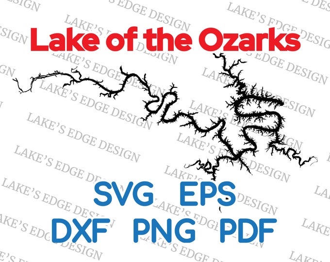 Lake of the Ozarks Missouri Lake Outline Silhouette SVG Vector Graphics ...