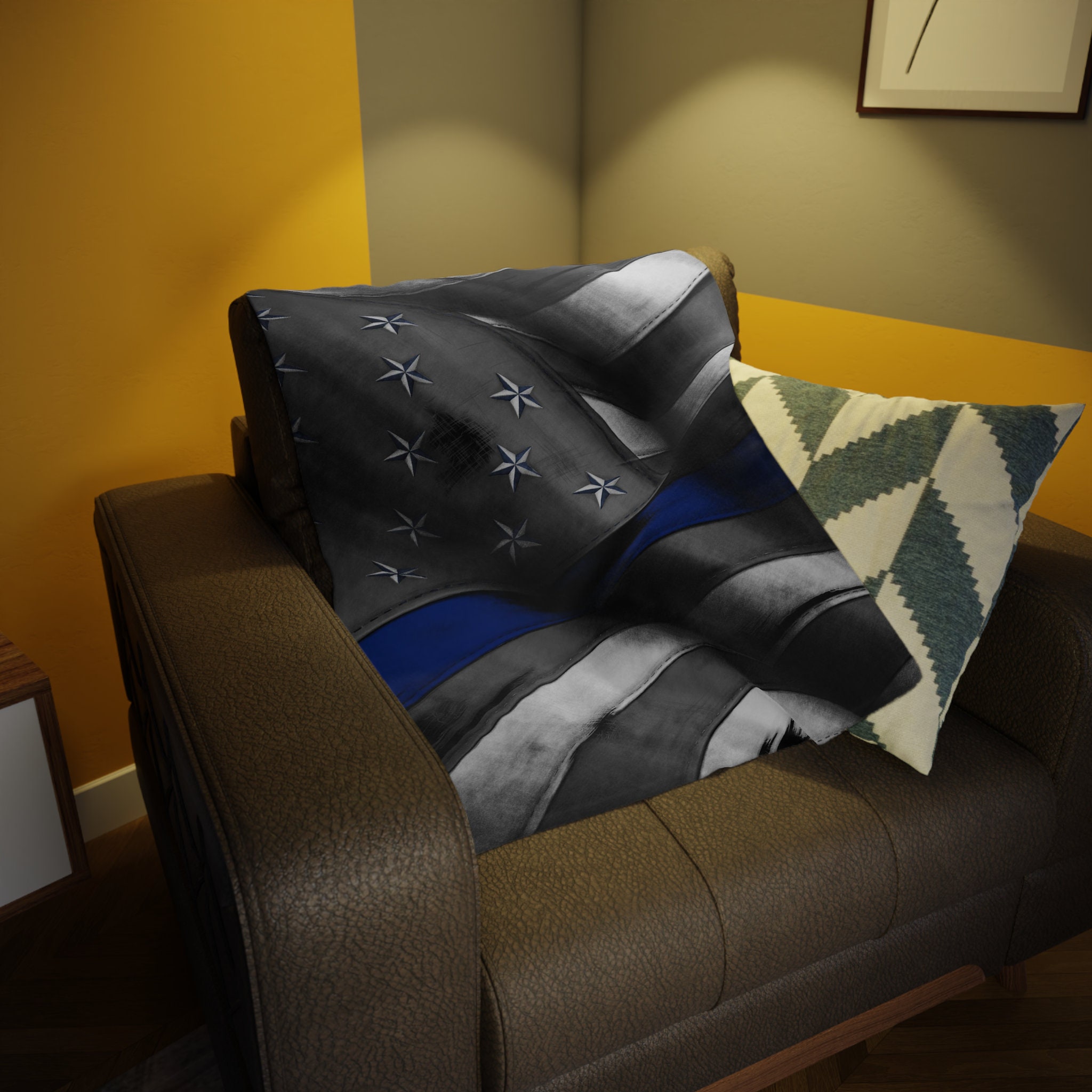 Thin Blue Line Flag Design Patriotic Hand-drawn Digital - Etsy