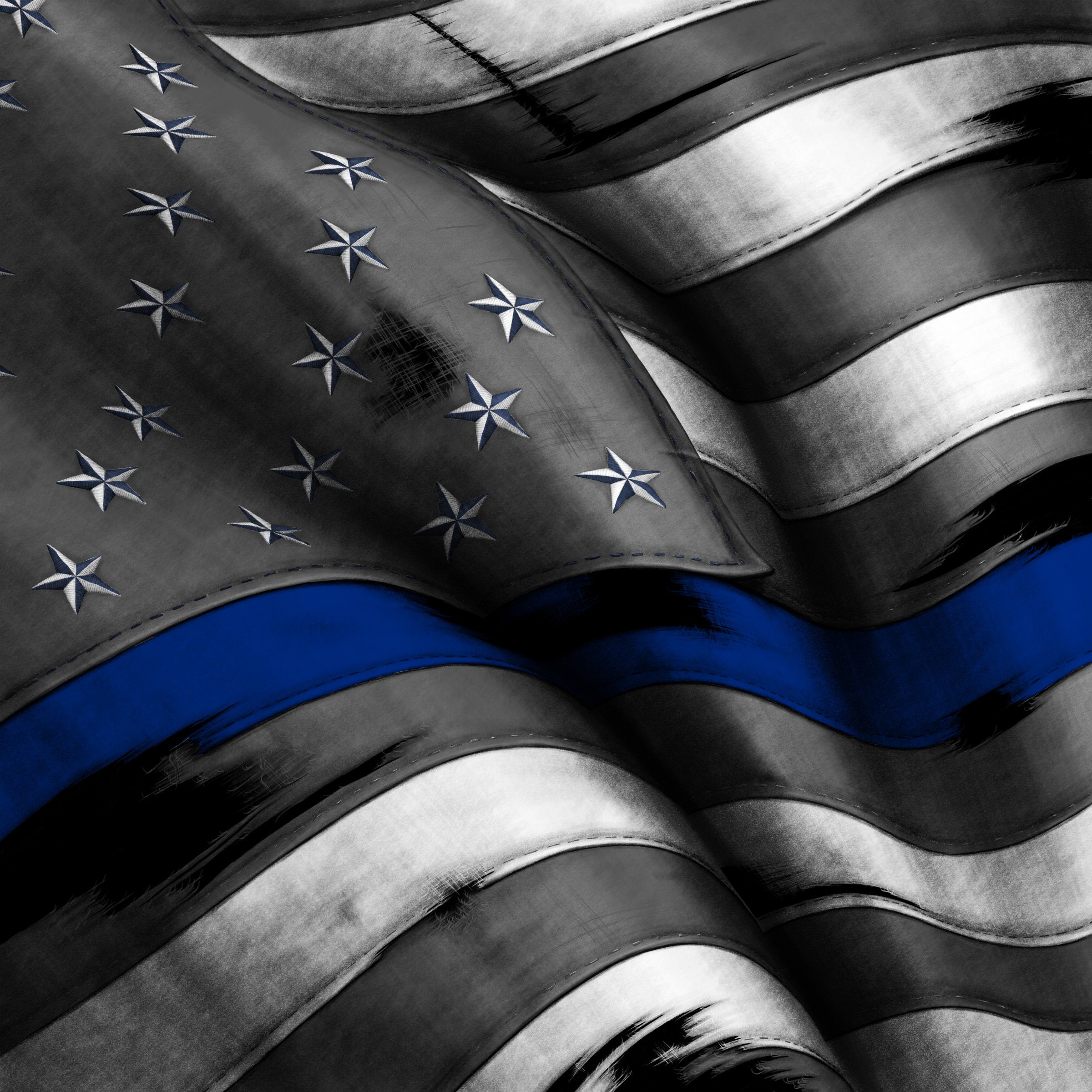 Thin Blue Line Flag Design Patriotic Hand-drawn Digital - Etsy