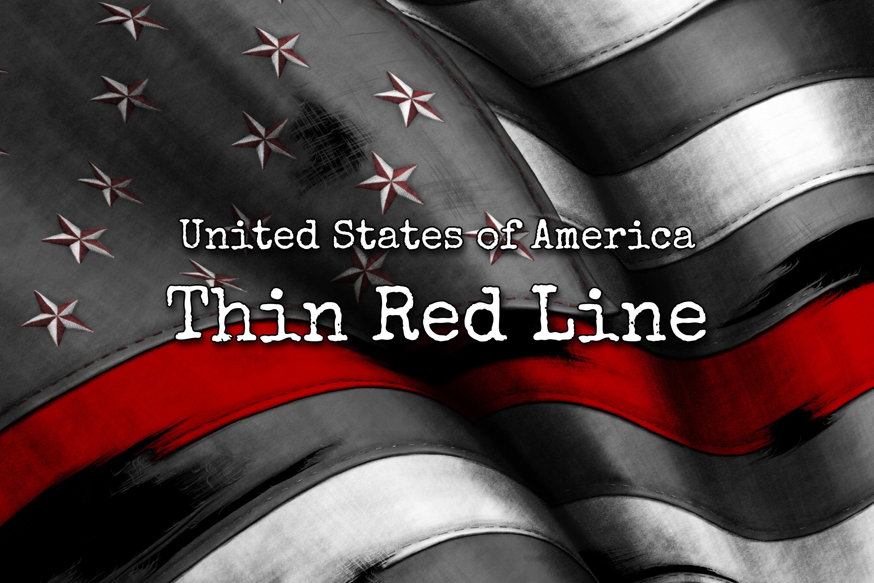 Thin Red Line Flag Design Patriotic Hand-drawn Digital - Etsy