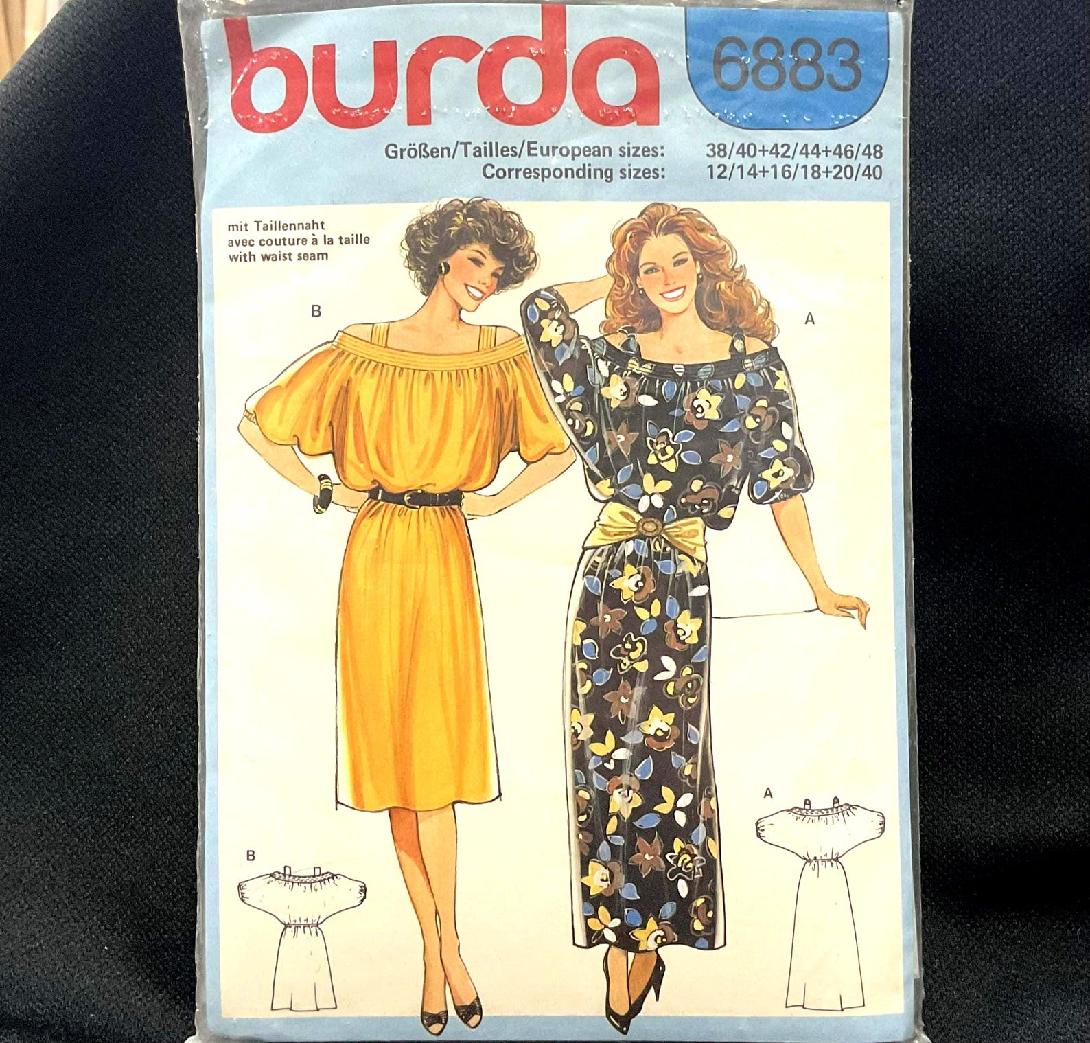 Vintage Burda 6883 Sewing Pattern Women's 80's/90's off Shoulder ...