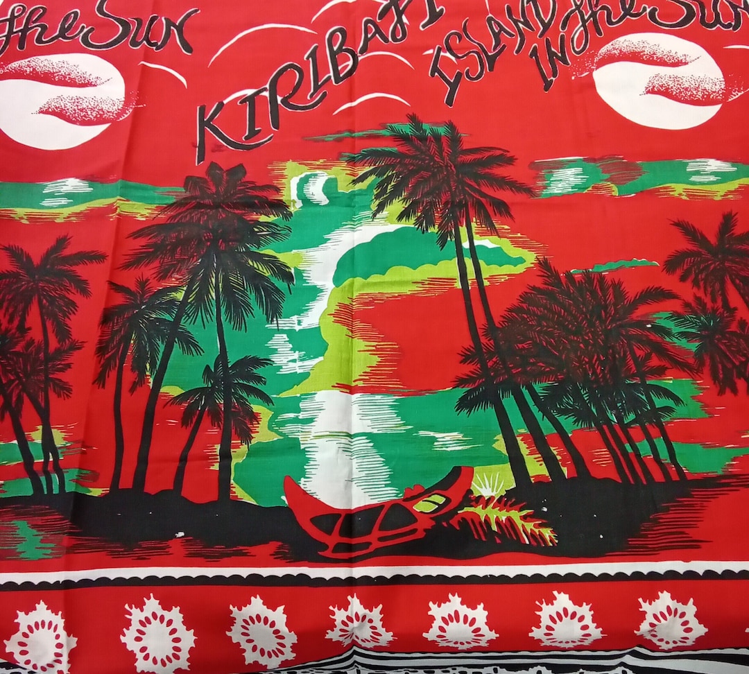 Vintage Kiribati Island Fabric Wall Hanging/tablecloth Tiki MCM Retro ...