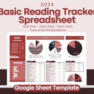 2024 Basic Reading Spreadsheet, Google Sheets Template, Reading Tracker ...