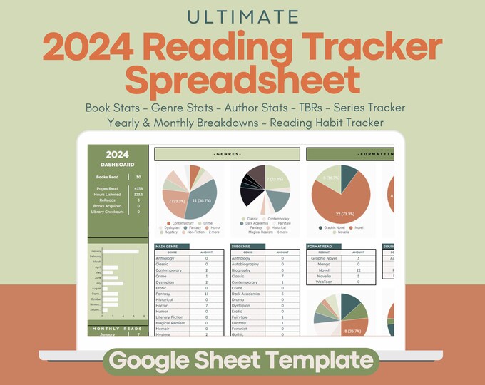 Ultimate Reading Spreadsheet, Google Sheets Template, 2023 Reading ...